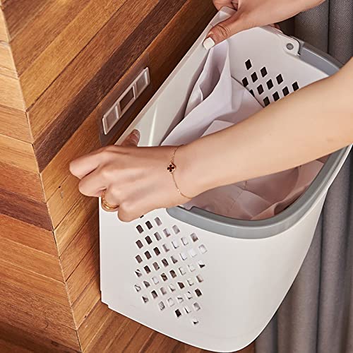 Laundry Basket with Wheels Movable Household Laundry Hamper 2 Tier Plastic Sorter Baskets Bathroom Clothes Storage Basket for Bathroom Bedroom Kitchen Organization 17x12x29Inches