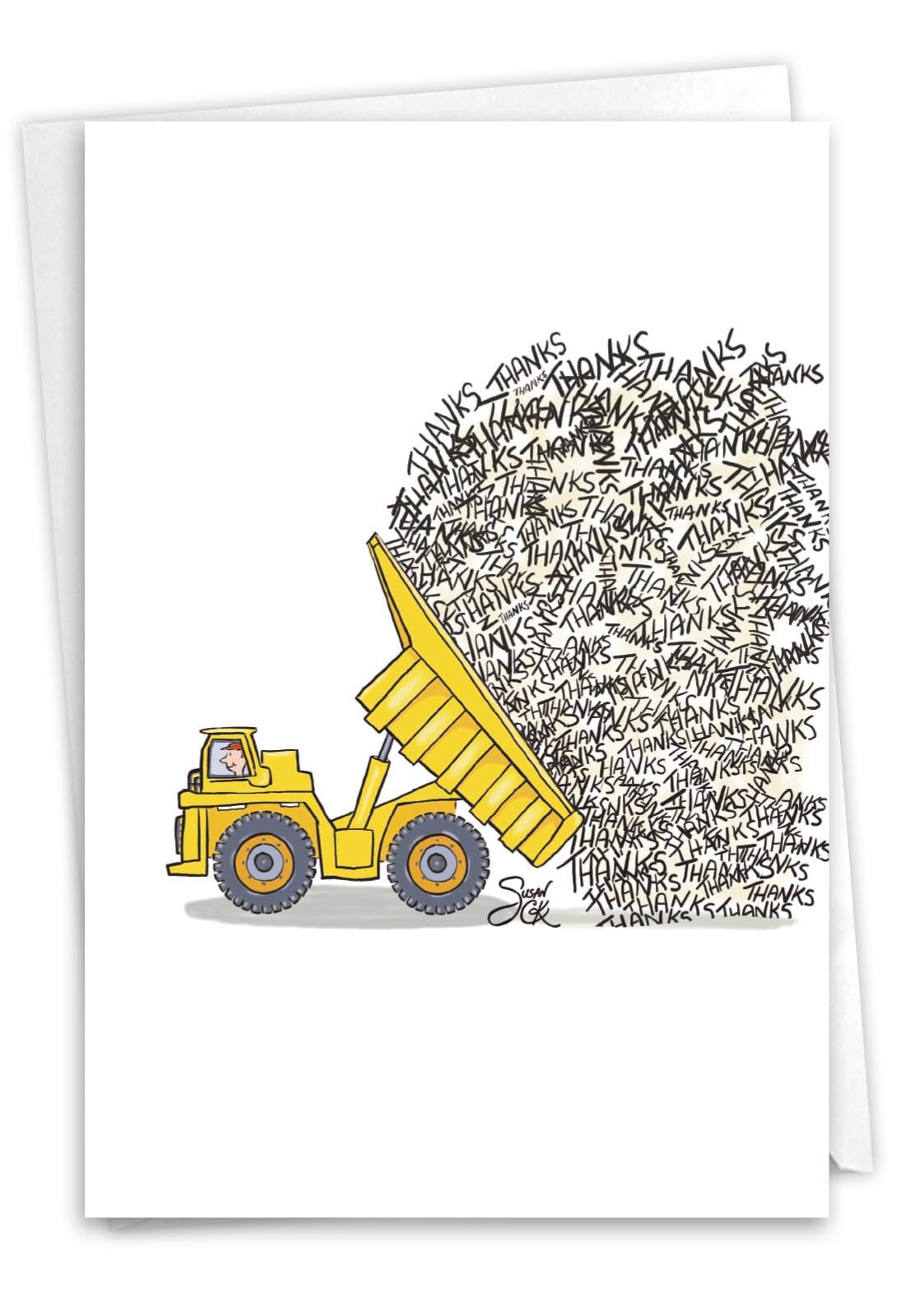 NobleWorks, Funny Thank You Paper Card with 5 x 7 Inch Envelope (1 Card) Gratitude Dump C10861TYG