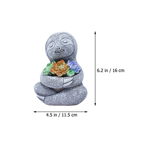 Happyyami Courtyard Garden Decoration Resin Flower Plant Pot Animal Statue Bradypode Figurine Jungle Figurines for Landscape Bonsai Crafts Decorations Mini Sloth Figure