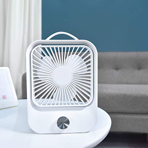 Desk Fan,USB Rechargeable Portable Desk Fan with 2400mAh Battery,Stepless Speed Control Table Fan, USB Mini Fan Cooling for Home Office Travel (White)