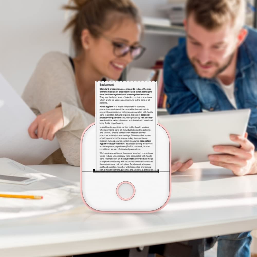 Mini Pocket Printer, New Upgrade Fast Printing Portable Mini Thermal Printer, Wireless Bluetooth Photo Printer Portable Sticker Printer DIY Scrapbook (White Printing Paper Non-Adhesive *3)