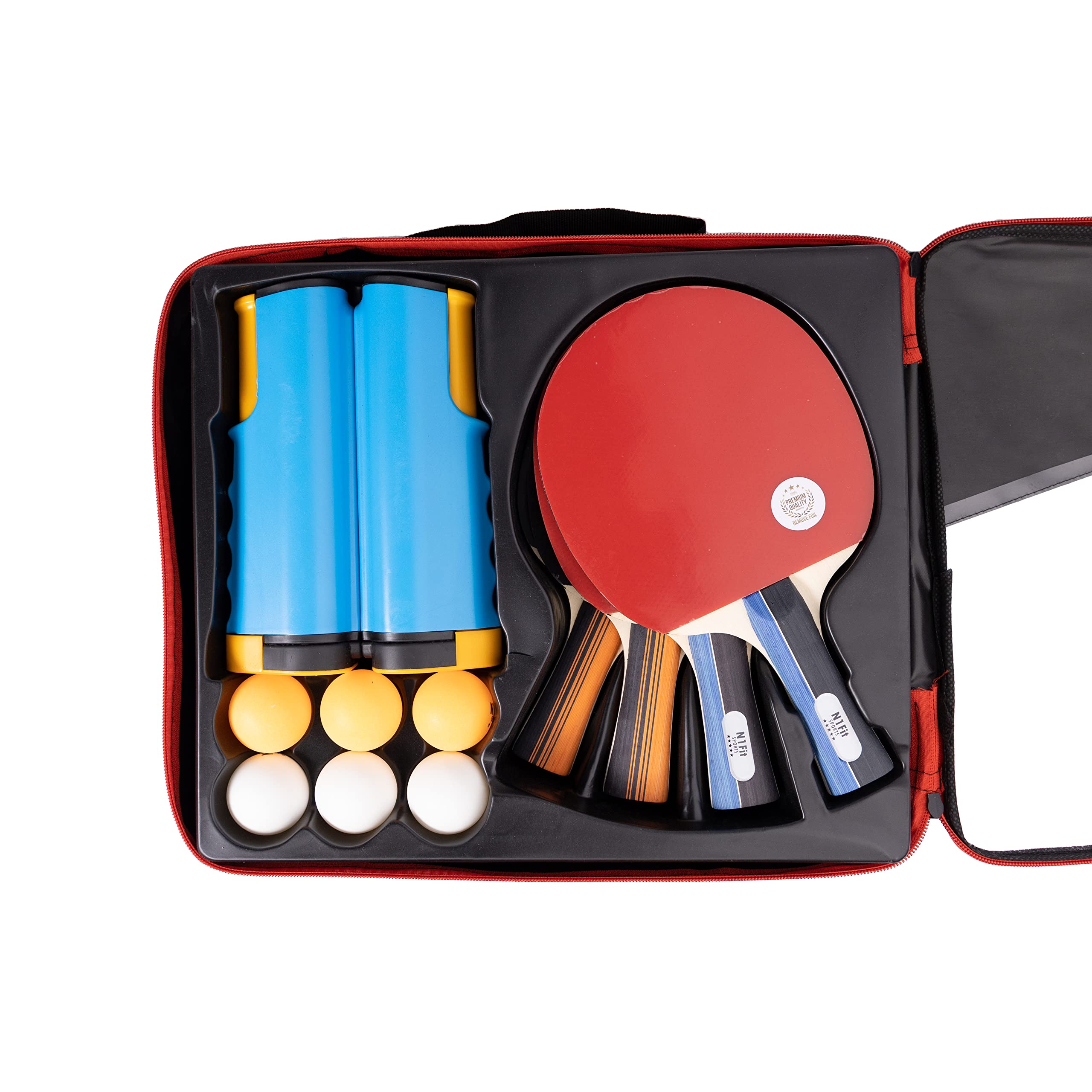 Game Point Portable Ping Pong Paddle Set โ Indoor and Outdoor Table Tennis Game Set with Retractable Net, 4 Paddles, 6 Balls, and Carrying Case