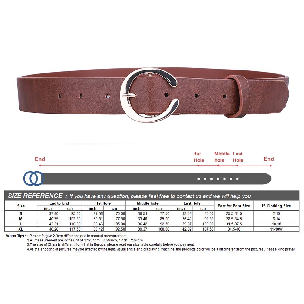 Earnda Leather Belt Women's Western Brown Large