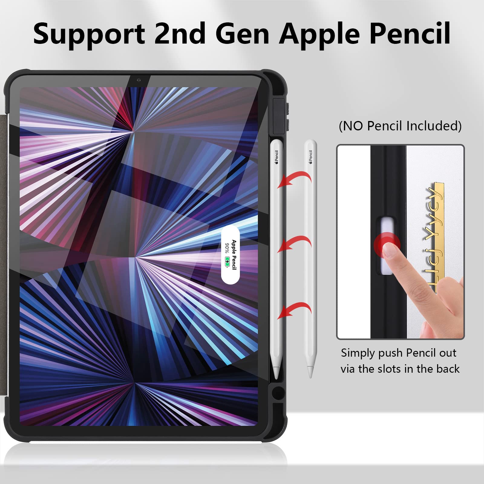 LLCJYYCY Hybrid Slim Case for iPad Air 5th / 4th Generation Case 2022/2020 10.9 Inch with Pencil Holder, Trifold Stand Shockproof Cover with Transparent Back Shell - Pink