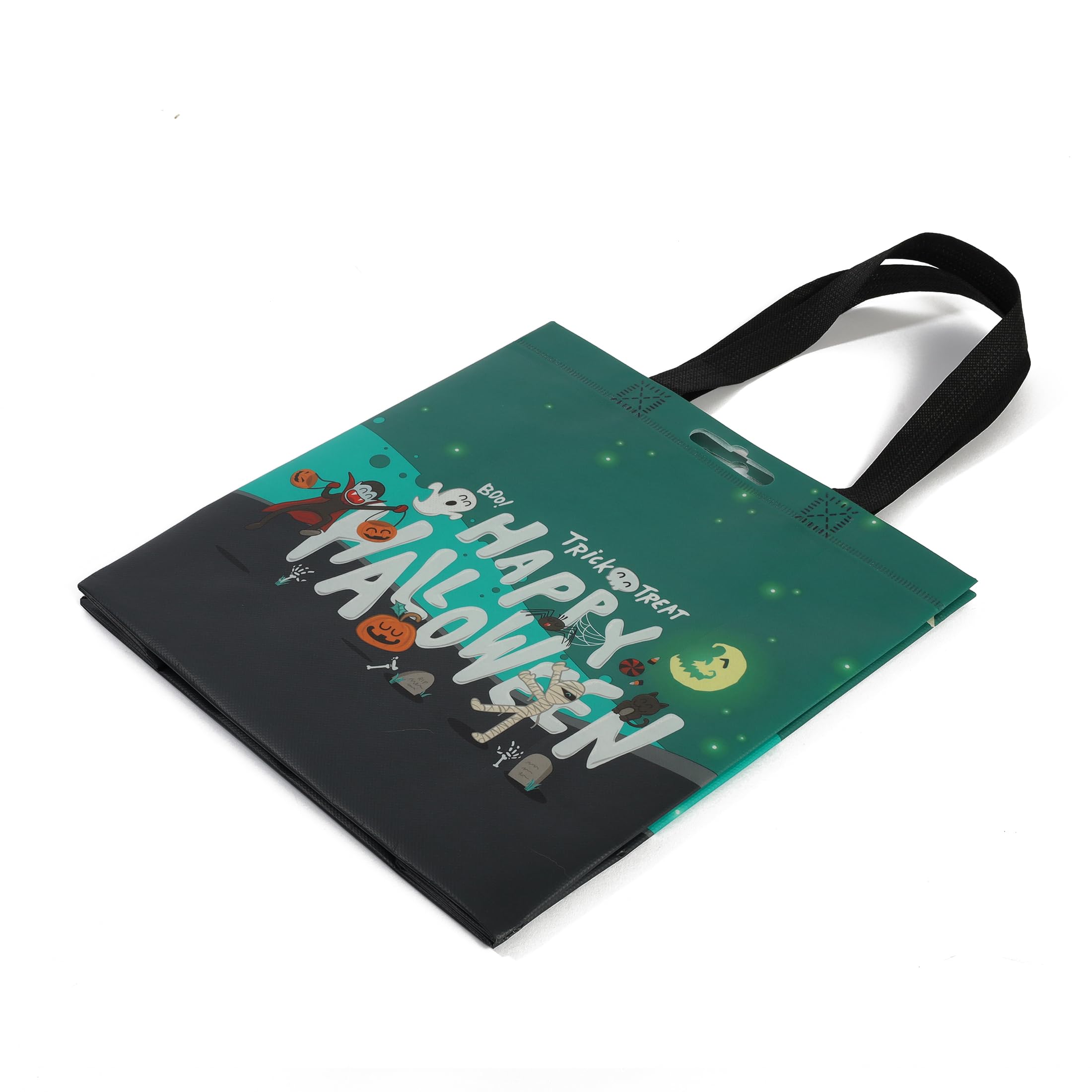Earthwise Reusable Small Candy Totes Halloween Heavy Duty Water Resistant Material Assorted Holiday Prints (Pack of 6)