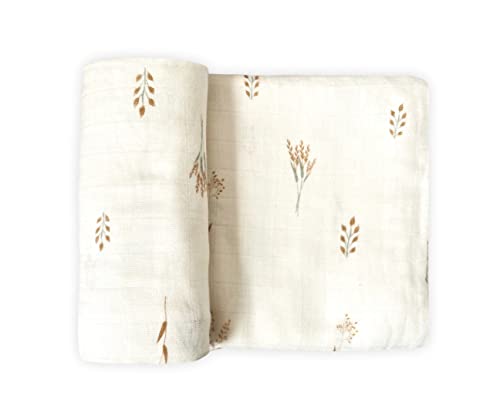 Leyl&Ari Muslin Swaddle Blanket | Receiving Blankets for Baby Boy Girl | Floral Swaddle Blanket (Wild Herbs)