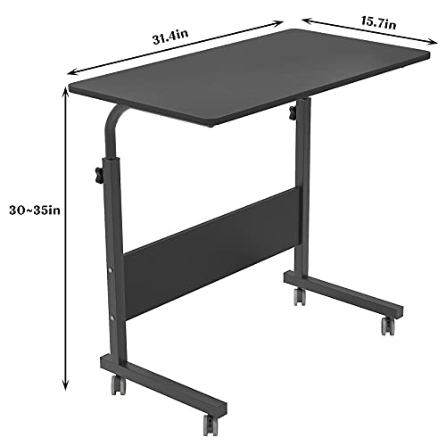 SogesHome 31.5inches Adjustable Mobile Bed Table Portable Laptop Computer Stand Desks with Rolling Wheels,Black