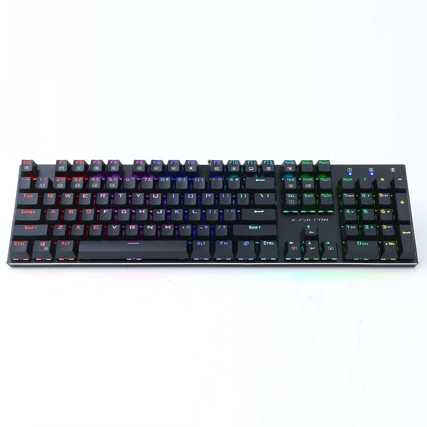 E-YOOSO Mechanical Keyboard Blue Switches 104 Keys RGB LED Backlit Keyboard Aluminum Alloy Base Design for Office and Gaming