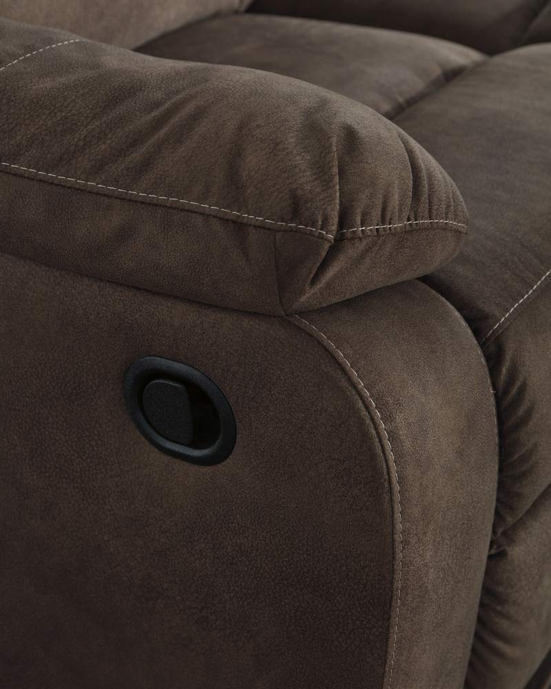 Signature Design by Ashley Bolzano Faux Leather Manual Reclining Loveseat, Brown