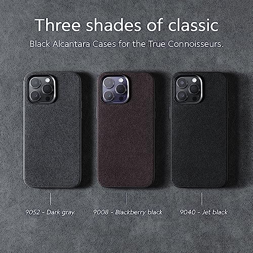 Deppa Alcantara case for iPhone 12 Pro (6.1') Shockproof Slim Magnetic Cover with Magsafe Wireless Charging [Genuine Italian Alcantara] Enhanced Camera Protection| (BlackBerry Black-9008)