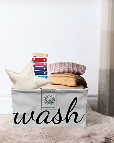 Laundry Room Storage Bins 1 Pack, Large Waterproof Storage Baskets for Shelves Closet, Washing Machine to Washing Clothes Storage Basket Foldable Storage Box Cube Storage Organizer with Handles
