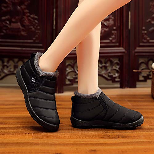FASDNENDYS Winter Shoes with Fur Lined Warm Ankle Boots Color Boots Winter Keep Velvet Snow Boot Mens Womens Snow Boots Black