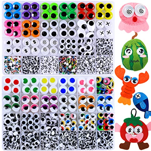 IOOLEEM Googly Eyes 48 Styles, 2310pcs Googly Wiggle Eyes Self Adhesive, Assorted Colors and Sizes Wiggle Eyes, Googly Eyes, Googly Eyes for Crafts。