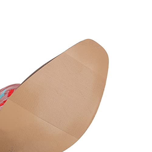 FASDNENDYS Womens Casual Stylish Ankle Boots Comfortable Shoes for Adults Summer Womens Chunky Heel Boots Red