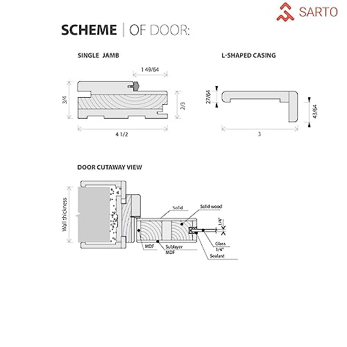 Solid French Door 42 x 80 inches | Quadro 4088 Nebraska Grey with Frosted Glass | Single Regular Panel Frame Trims Handle | Bathroom Bedroom Sturdy Doors