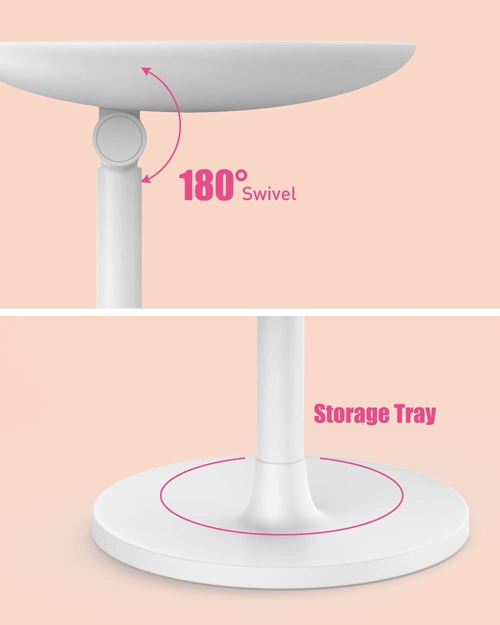 EASEHOLD Rechargeable Lighted Makeup Mirror, Desk Vanity Mirror with 56 LED Lights, 3 Lighting Modes Dimmable 180 Degree Rotation Touch Screen, Light Up Mirror for Travel, Portable Cosmetic Mirror