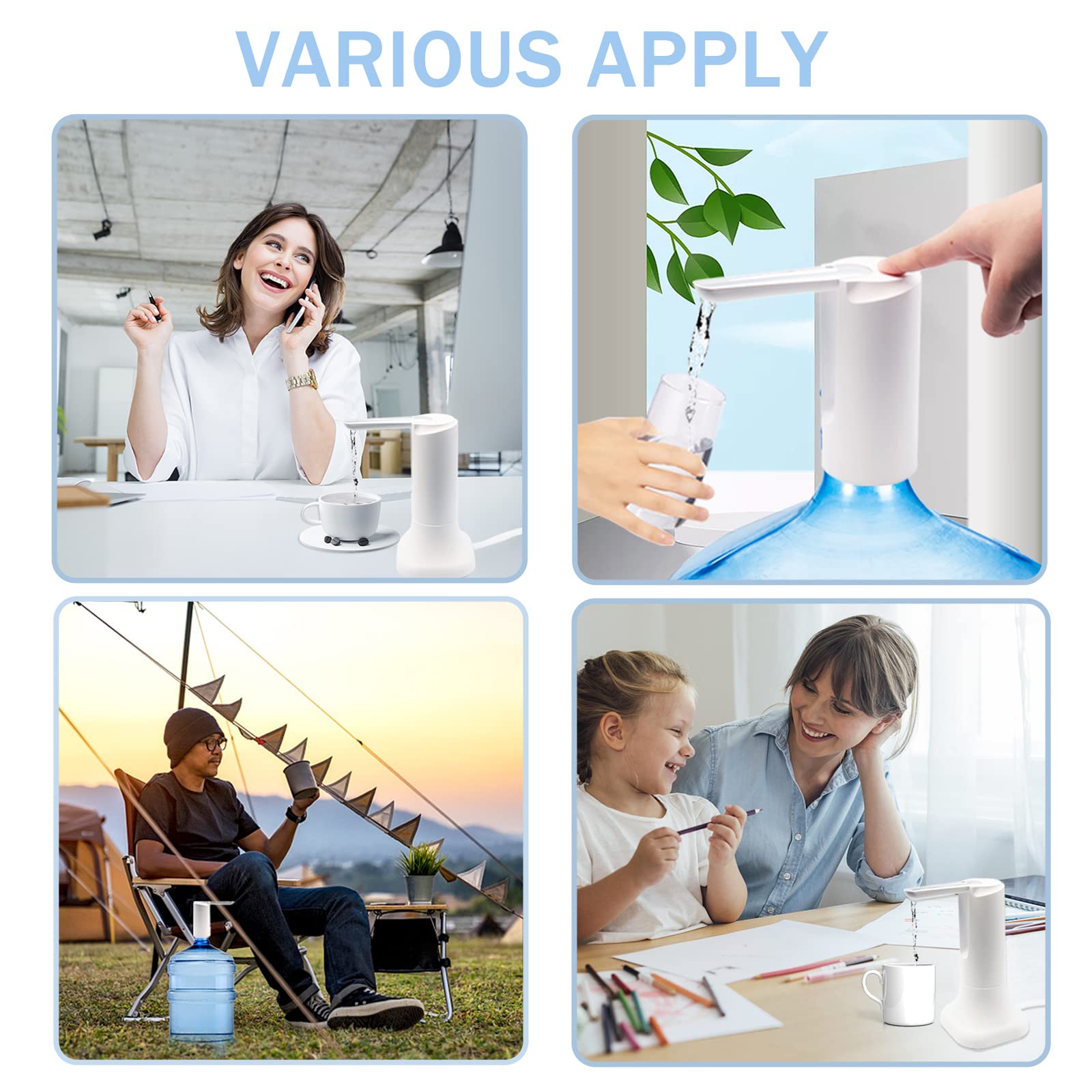 Desktop Water Dispenser for 5 Gallon Bottle, Smart Portable Water Dispenser, Electric Water Bottle Dispenser, USB Charging Automatic Water Jug Pump for Home Kitchen, Office, Outdoor