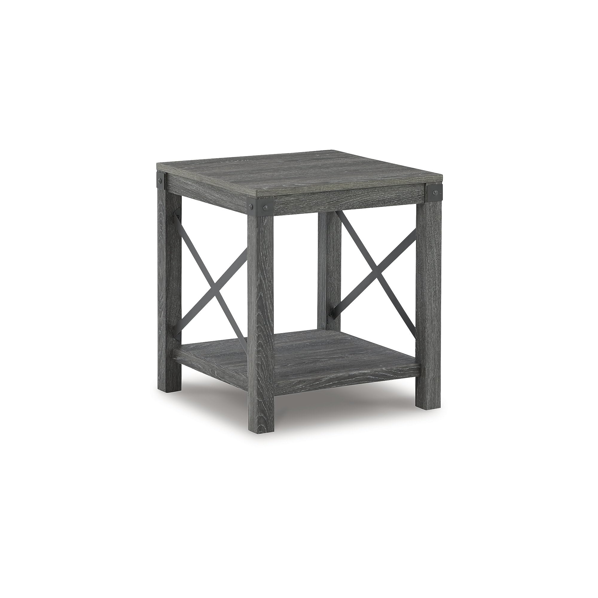 Signature Design by Ashley Freedan Rustic Farmhouse End Table, Gray