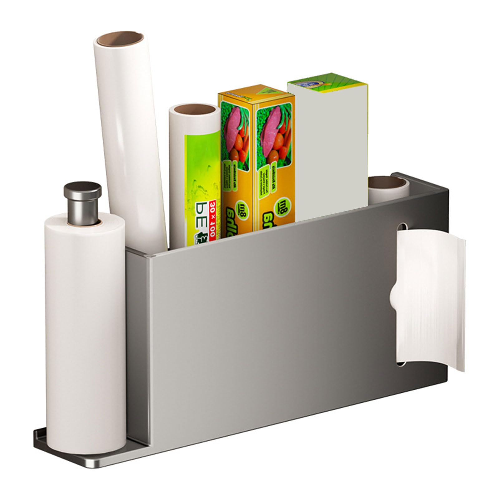 KATAZO Convenient Kitchen Cabinet Organiser for Foil and Sandwich Bags Cupboard Door Storage Box Wall Mounted Bathroom Rack