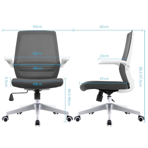 SIHOO Ergonomic Office Chair, Swivel Desk Chair Height Adjustable Mesh Back Computer Chair with Lumbar Support, 90° Flip-up Armrest (Black)