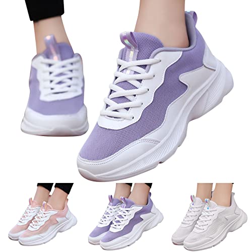 FASDNENDYS Womens Shoes Large Size Casual Shoes Womens Mesh Front Lace Up Mesh Breathable Slide on Athletic Shoes Women