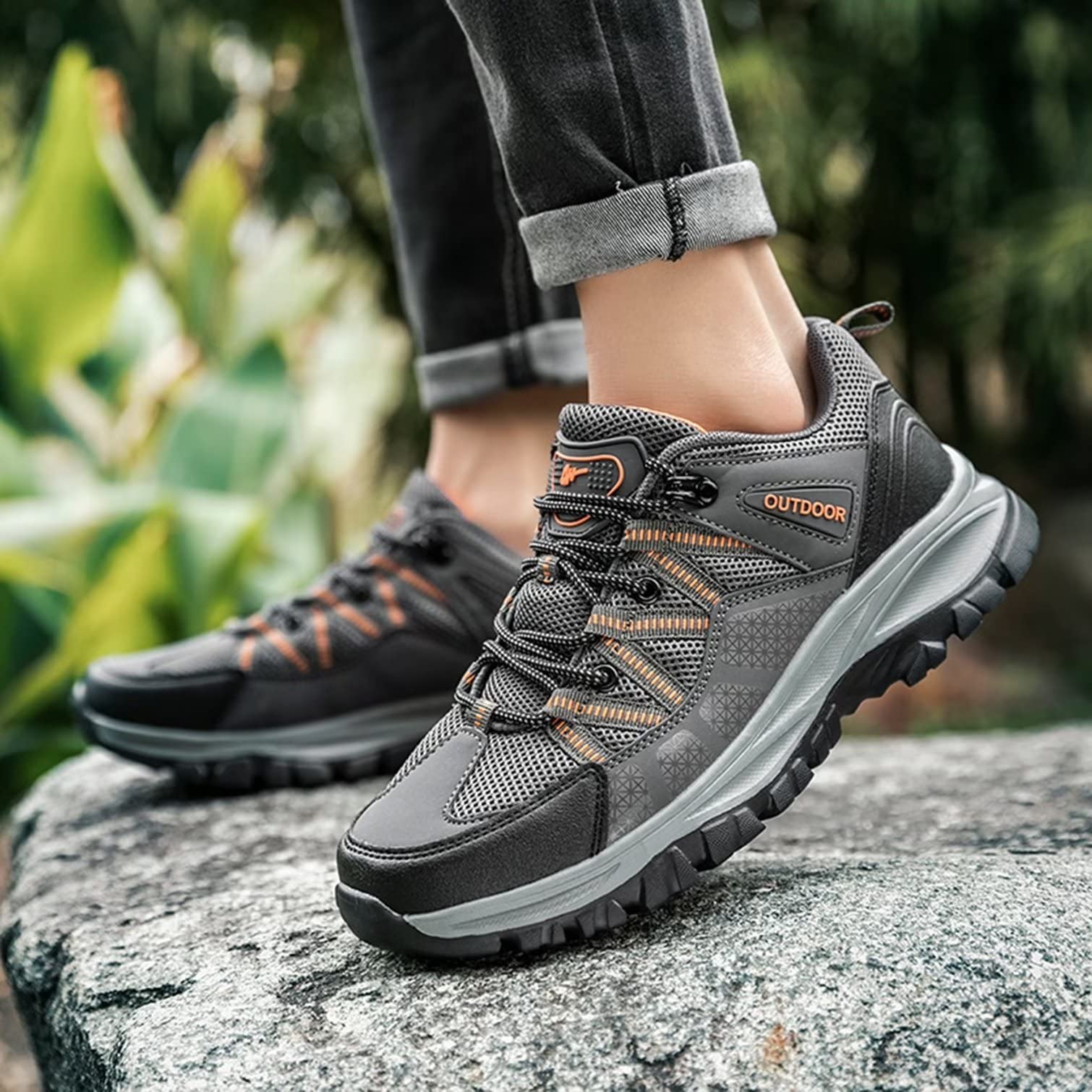 HARMOX Women's Men's Hiking Boot Anti-Slip Hiking Boots Men Waterproof Insulated Grey