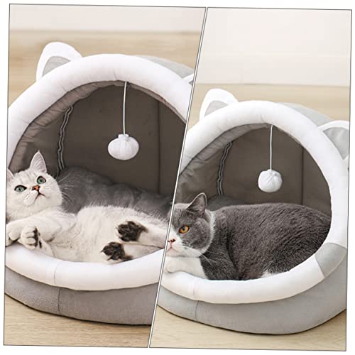Ipetboom 1pc Cave Semi-Closed Semi Cozy and Cold Mat Toy Comfortable Warming Supplies Dogs Semi-Enclosed Nest Thickened Sleeping Winter Kitten Tent Removable House Cushion Kittens Cats Dog