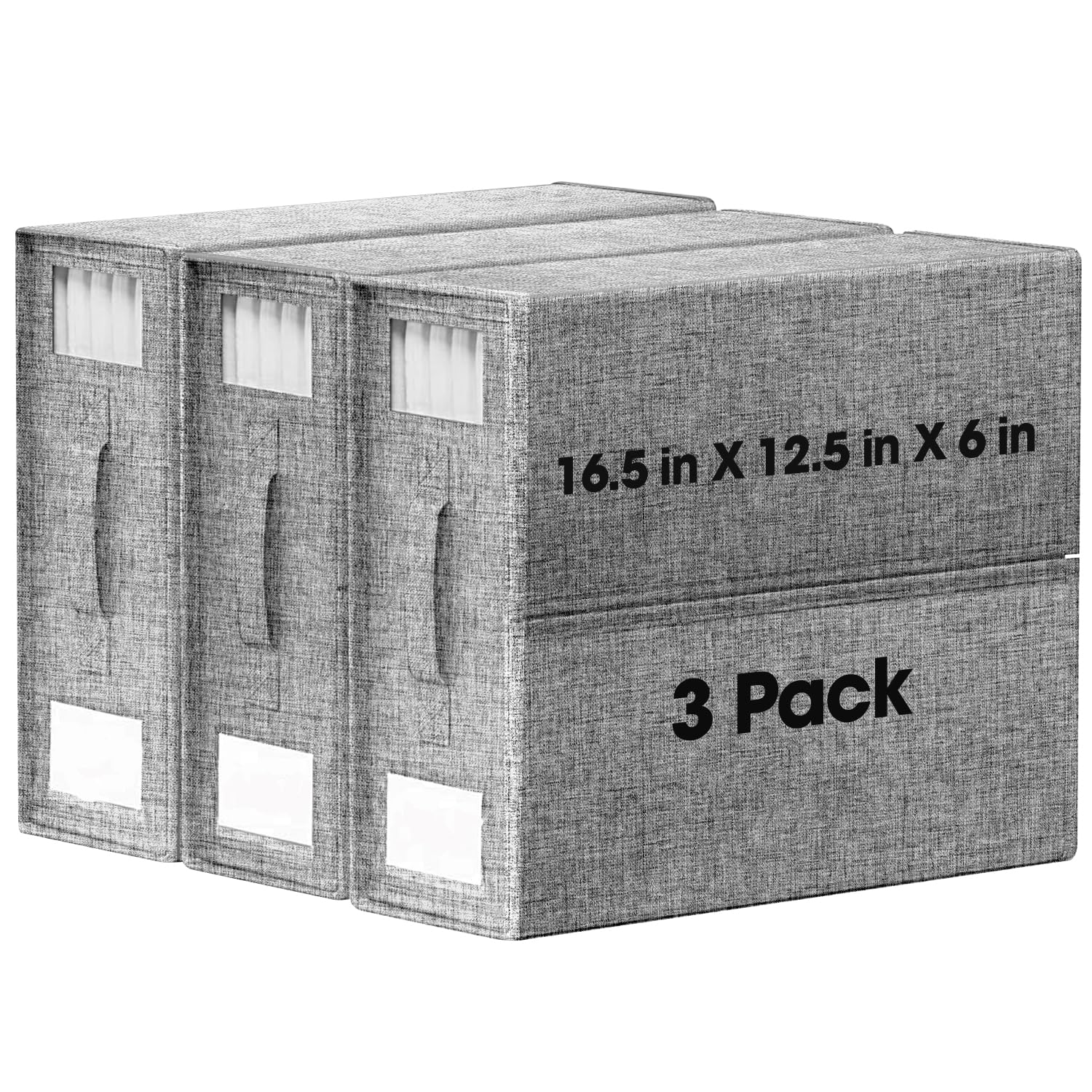 Slumber Sort SHEET ORGANIZERS - 16.5"x12.5"x6" Linen Closet Organizers And Storage - King/Queen/Twin Comforter Or Blanket Storage & Closet Storage - Extra Large Bedding Storage (Gray, 3 Pack)
