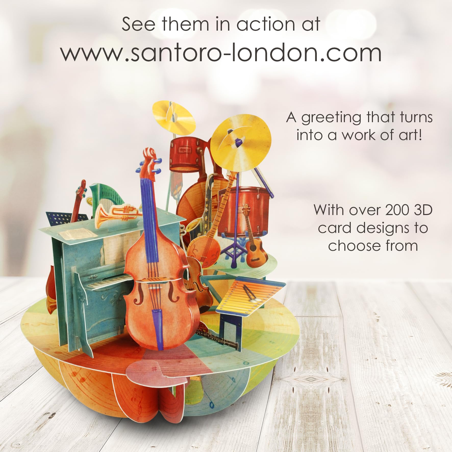 SANTORO Pirouette, 3D Pop Up Greeting Card - Music - For Her, Him, Birthday, Graduation, Thank You | Gift For Music Lovers, Musicians, Teacher