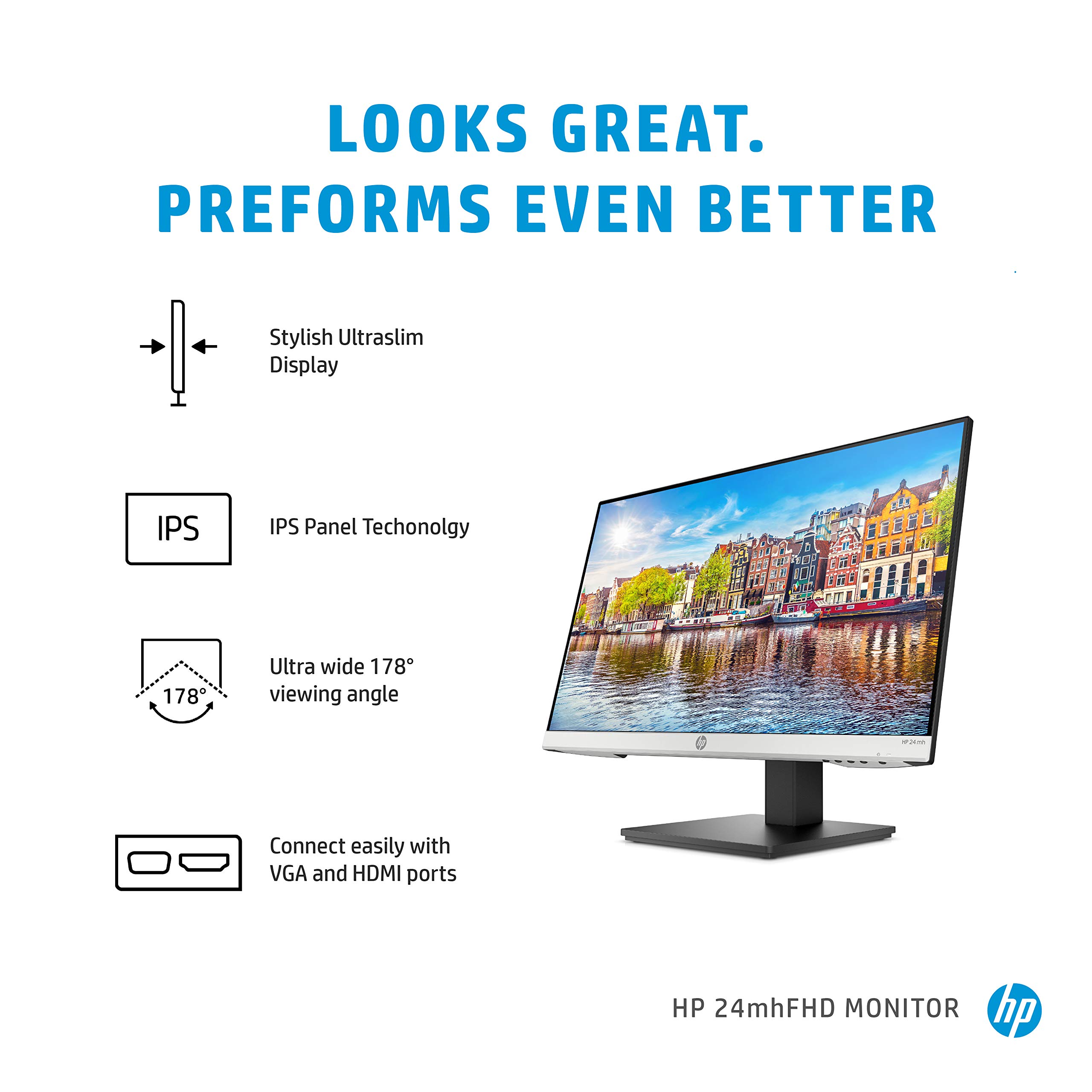 HP Pavilion Desktop Computer PC, AMD Ryzen 7 Processor & 24mh FHD Monitor - Computer Monitor with 23.8-Inch IPS Display (1080p) - Built-in Speakers and VESA Mounting