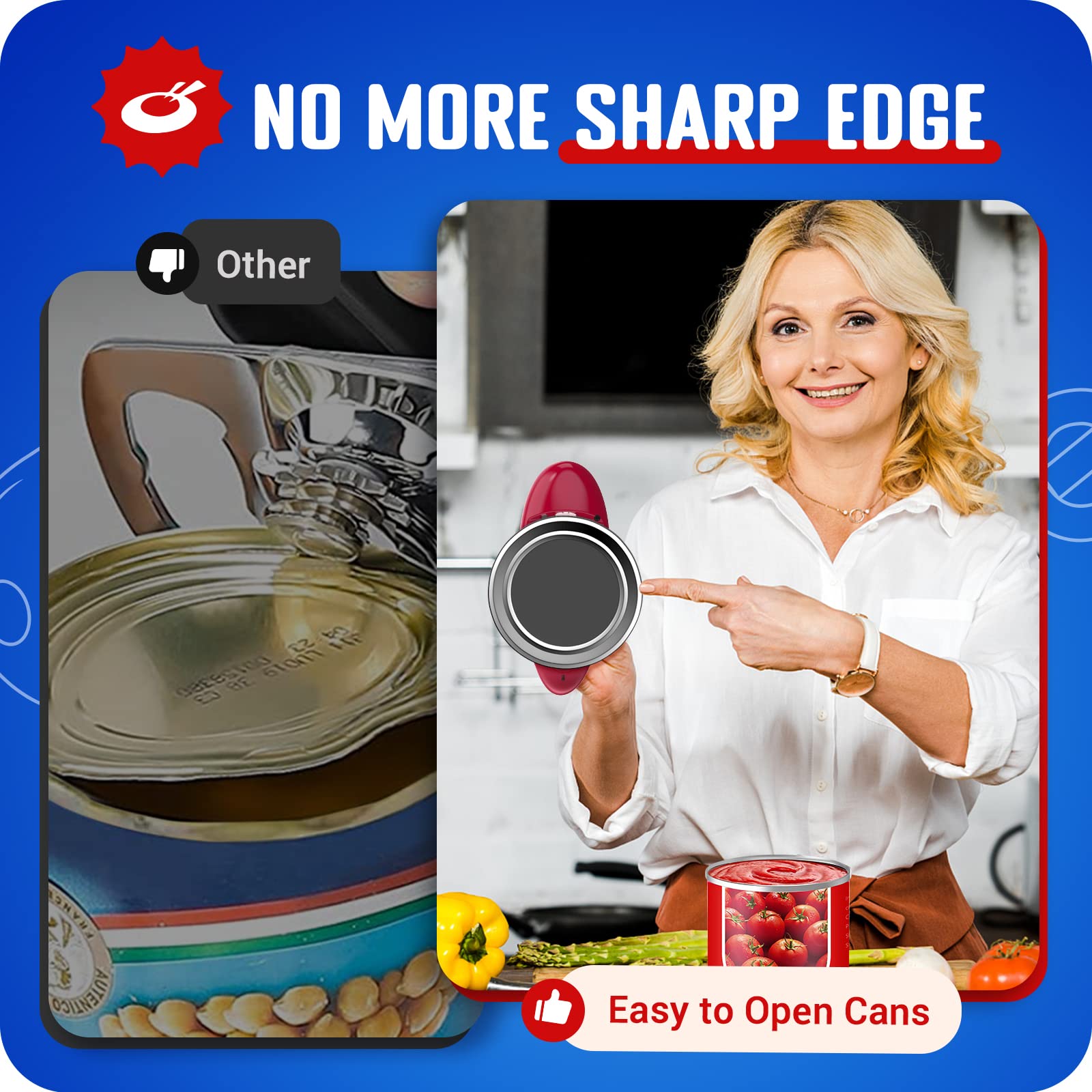 Electric Can Opener for Kitchen, Hands Free Can Opener with Smooth Edges Safe Battery Operated Operation, Automatic Can Opener for Kitchen Arthritis and Seniors,Best Kitchen Gadget for Almost Size Can