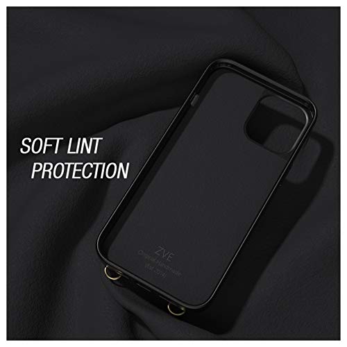 ZVE iPhone 14 Pro Crossbody Wallet Case, Card Holder Zipper Phone Case with Wrist Strap, RFID Blocking Leather Purse Gift for Women Compatible with iPhone 14 Pro, 6.1 inch, 2022-Black