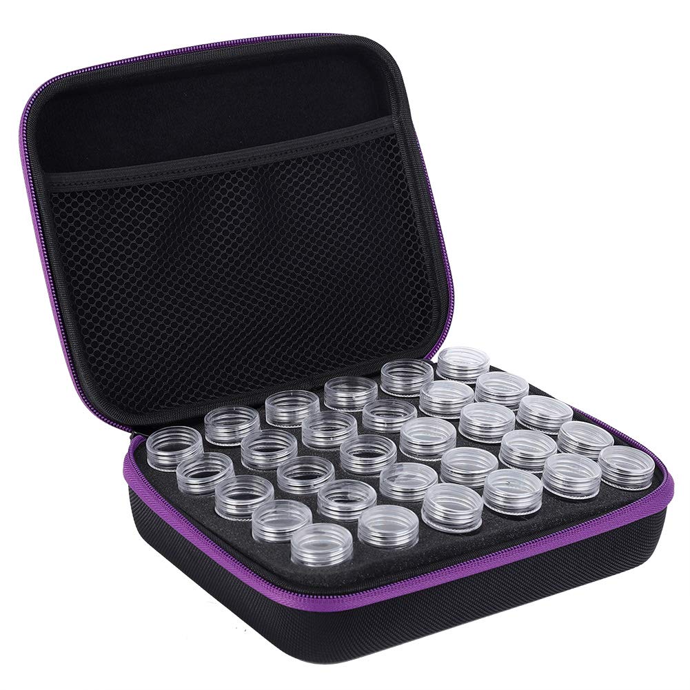 Lwuey Diamond Painting Storage Containers, 30 Slot Diamonds Storages Case Portable Paintings Organizer Shockproof Art Store Cases Box for DIY Arts Craft Jewelry Bead Rhinestones Organizer(Purple)