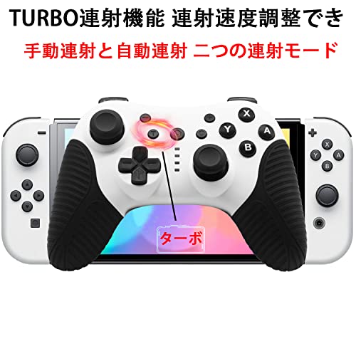 FONLAM Switch Controller Compatible with PC/iOS/Android, Wireless Gamepad for Nintendo Switch Lite/OLED, Game Controller Pro Controller Adjustable Turbo Function/Vibration, Ergonomic Non-Slip, Automatic&Manual Turbo Function, Switch Remote Gamepad Pro Con