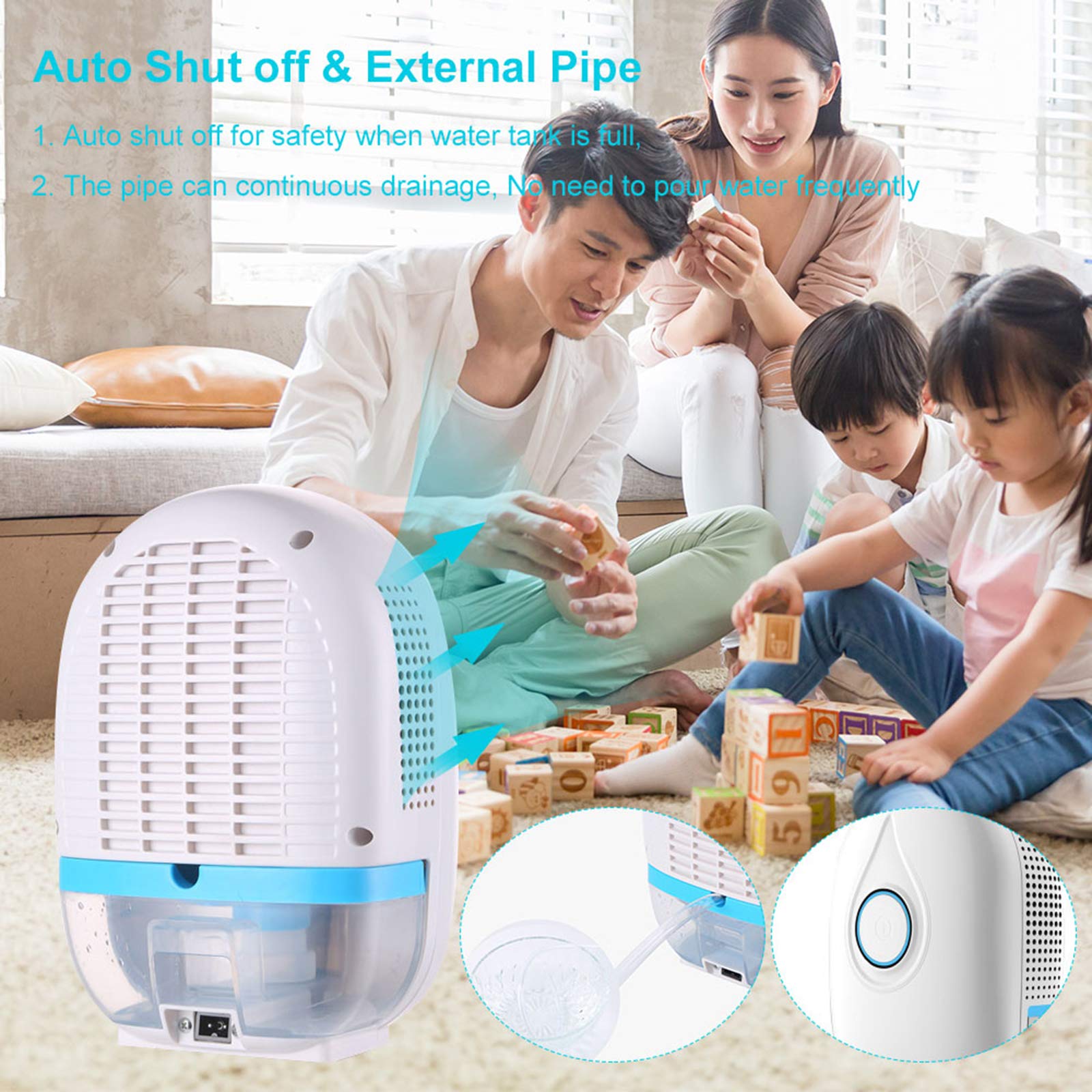 EALEK Electric Mini Dehumidifier 500ML Auto shut off Ultra-Quiet Portable and Compact Quiet Small Dehumidifiers or Bedroom Bathroom Closet Basement