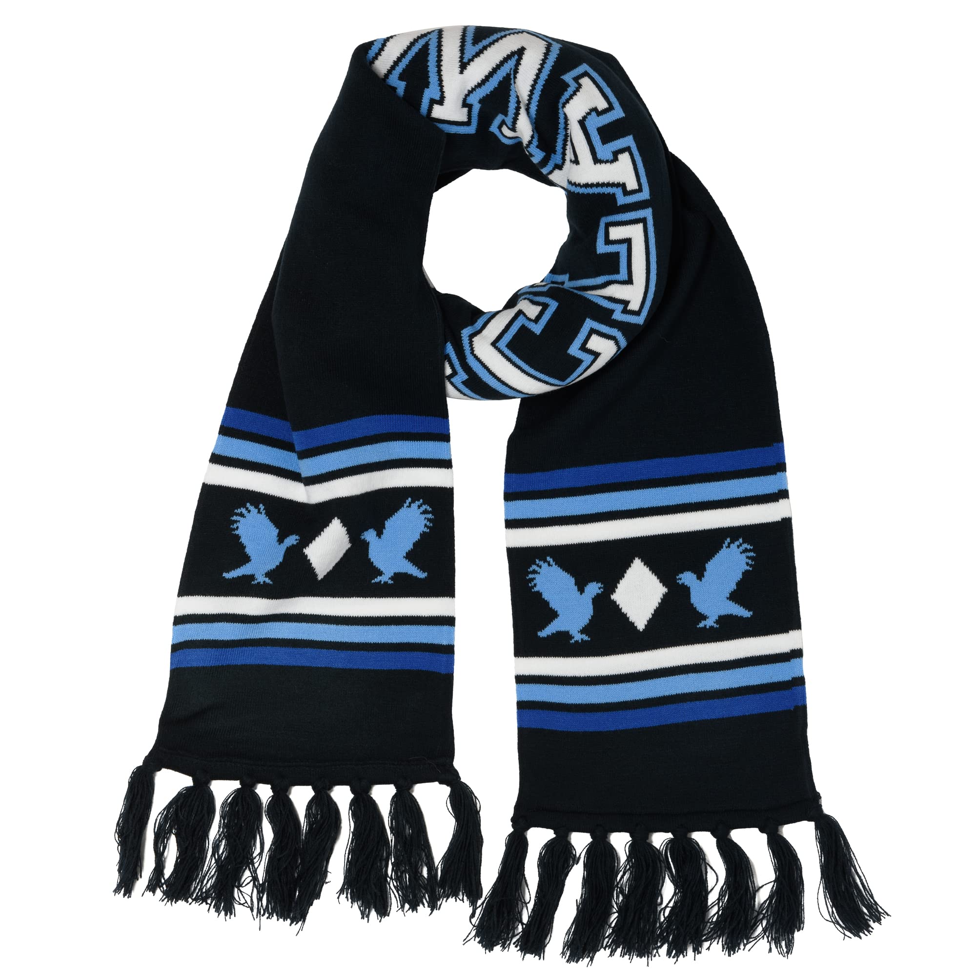 Harry Potter Wizarding World Gryffindor, Slytherin, Ravenclaw, Hufflepuff House Knit Scarf & Cuff Beanie Set, One Size (RAVENCLAW)