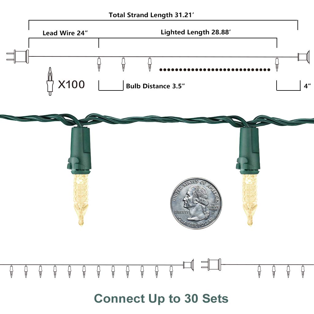 EAMBRITE 50LT C9 Christmas String Lights120V UL Certified for Patio Christmas Tree Garden Yard Indoor and Outdoor, Green Wire