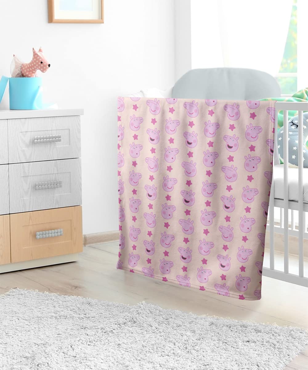 LOGOVISION Peppa Pig Lightweight Baby Blanket, 30"X40", Peppa Face Pattern Unisex for Infants Girls & Boys