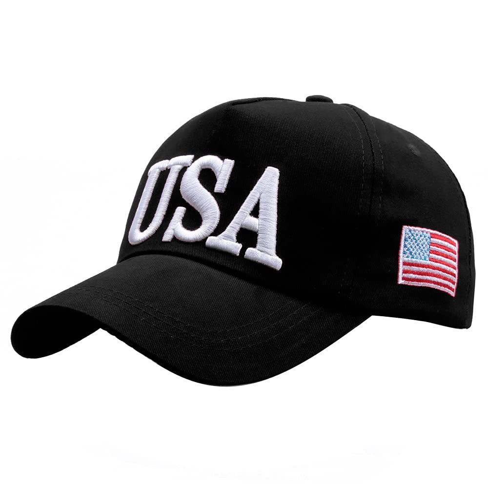 EIKOU USA Baseball Cap Polo Style Embroidered Dad Hat Adjustable American Flag for Men and Women(Come with The Flag Keychain)