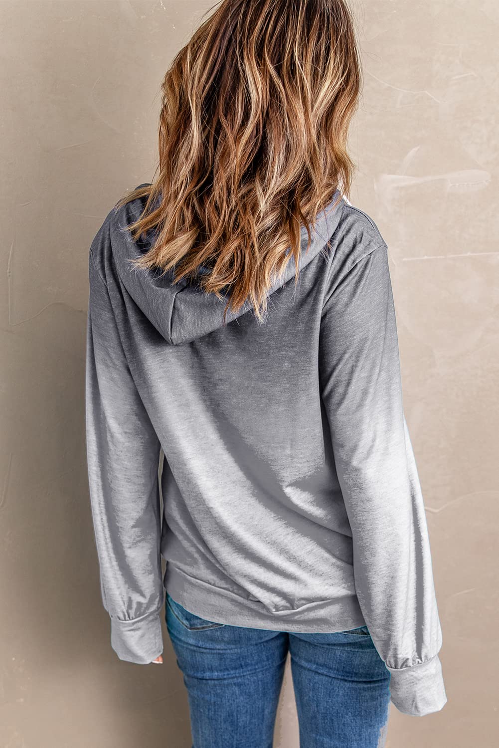 Dearlove Womens Casual Hoodies Tie Dye Print Cowl Neck Long Sleeve Oversized Loose Tunic Sweatshirt Pullover Tops Gray L