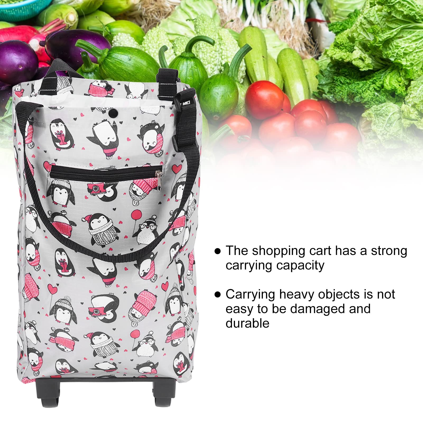 EASTALOLO Household Shopping Cart Foldable Grocery Trolley for Elderly Outdoors