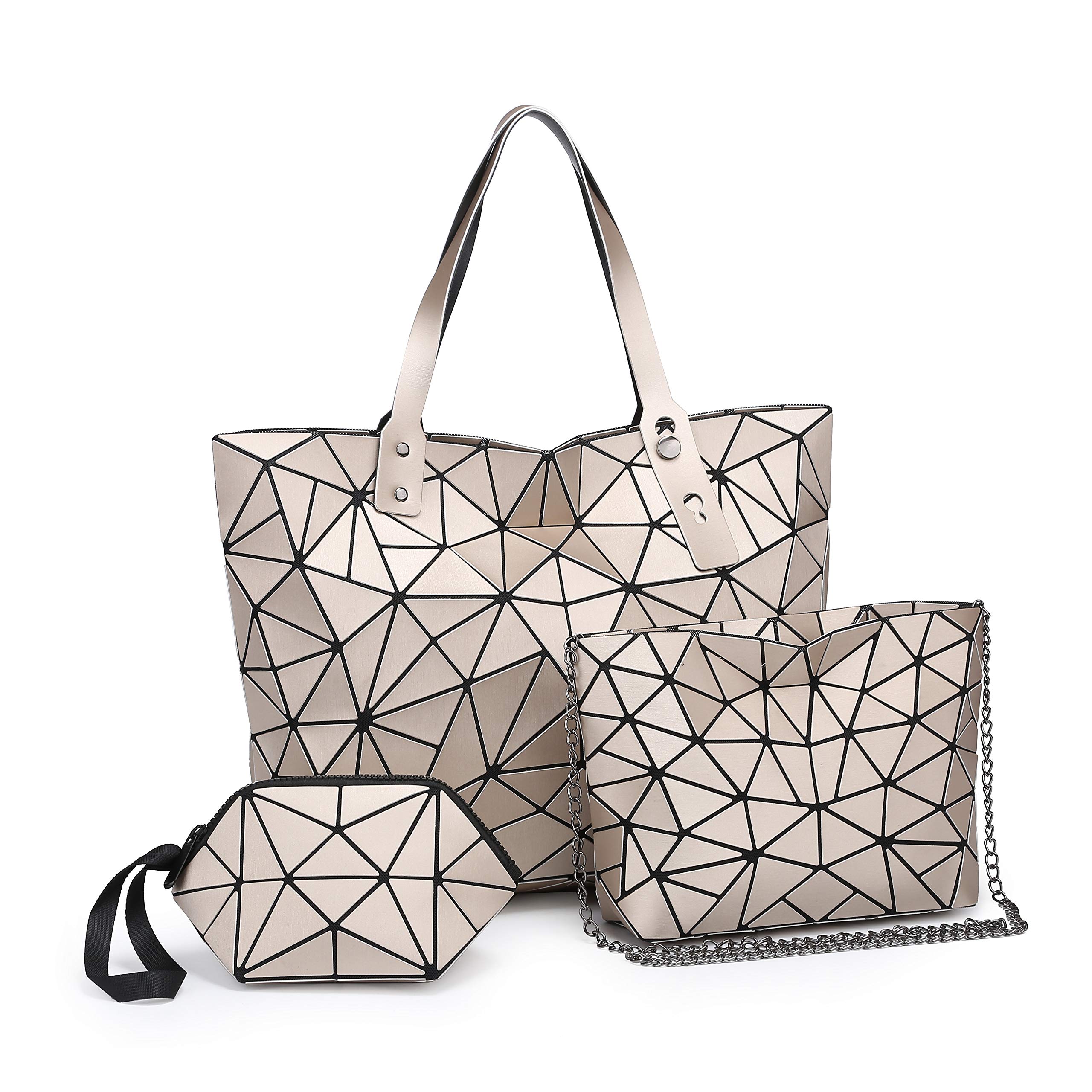 Fashion Geometric Checker 3-in-1 Shopper (GOLD)