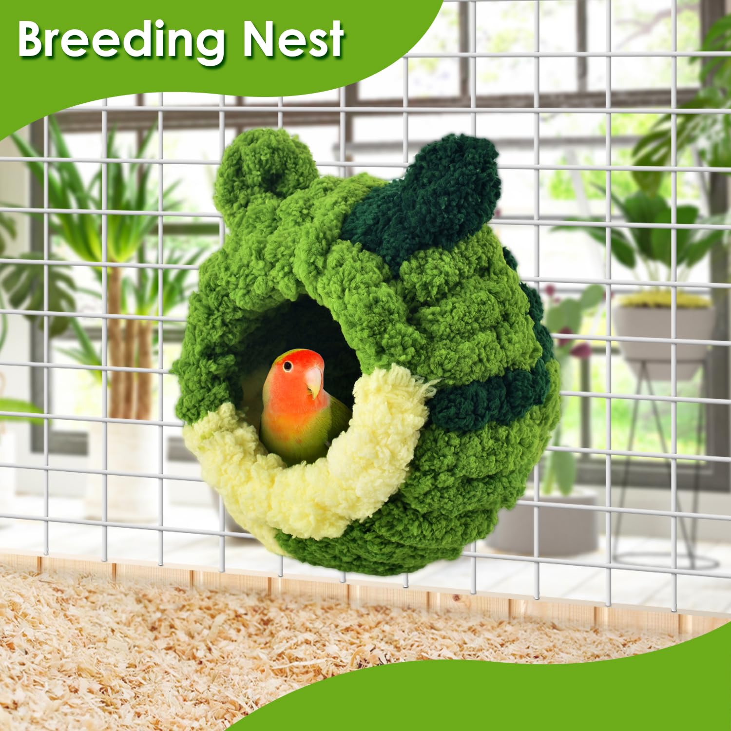 KATUMO Bird Nest, Conure Breeding House Parrotlet Snuggle Hut Lovebird Bed for Conure, Lovebird, Canary, Finch, Coneshape Birds, Hamster, Small Pets