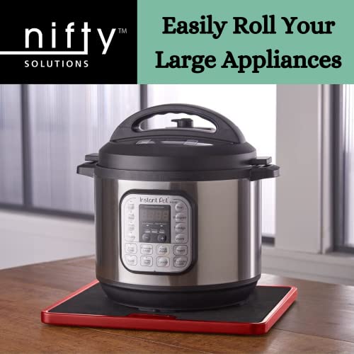 Nifty Small & Large Appliance Rolling Tray, Red – Kitchen Caddy Sliding Tray, Integrated Rolling System, Non-Slip Pad Top, Sliding Tray for Coffee Maker, Stand Mixer, Blender, Toaster