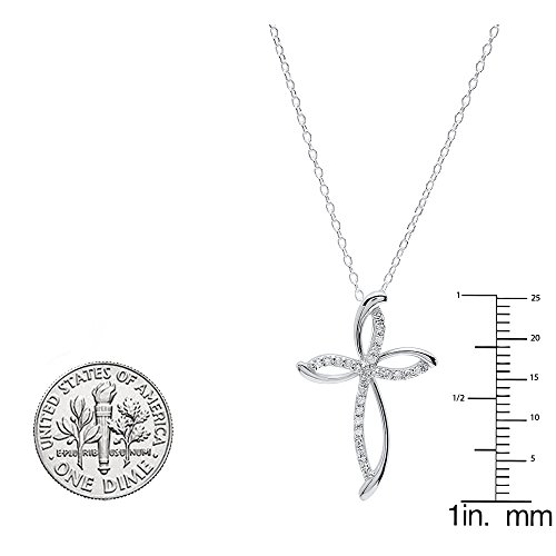 Dazzlingrock Collection 0.25 Carat (Ctw) Sterling Silver Round Diamond Women Cross Pendant with 18 inch Silver Chain