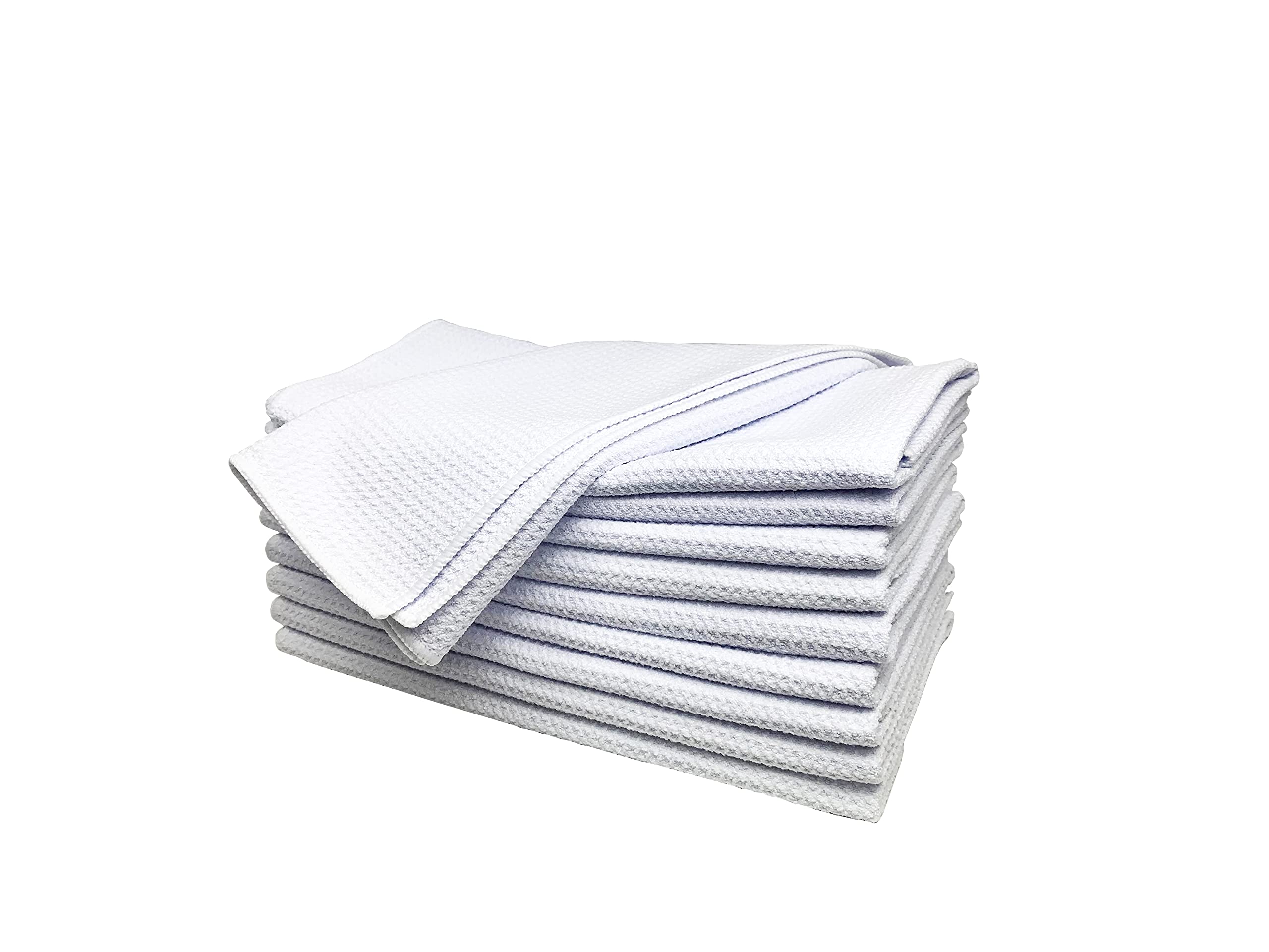 DrupsCo Waffle Weave Towels - Set of 10 Waffle Weave Towels - 16x24 inch Waffle Weave Microfiber Towel