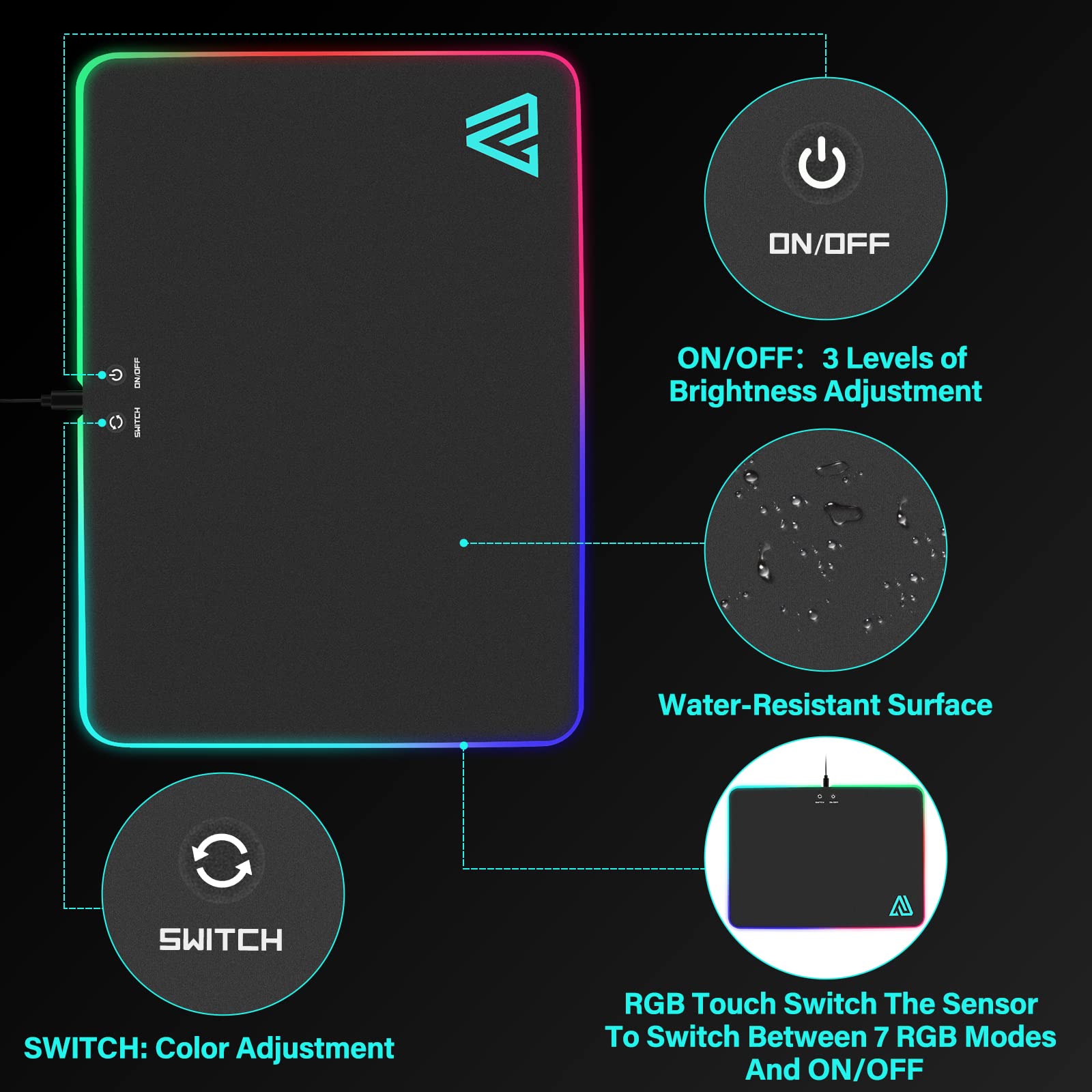 Gaming Mouse Pad Micro Texture Surface Anti-Slip Rubber Base Waterproof Mouse Pad Laptop Gaming 13.77X 10.03 X 0.19Inch