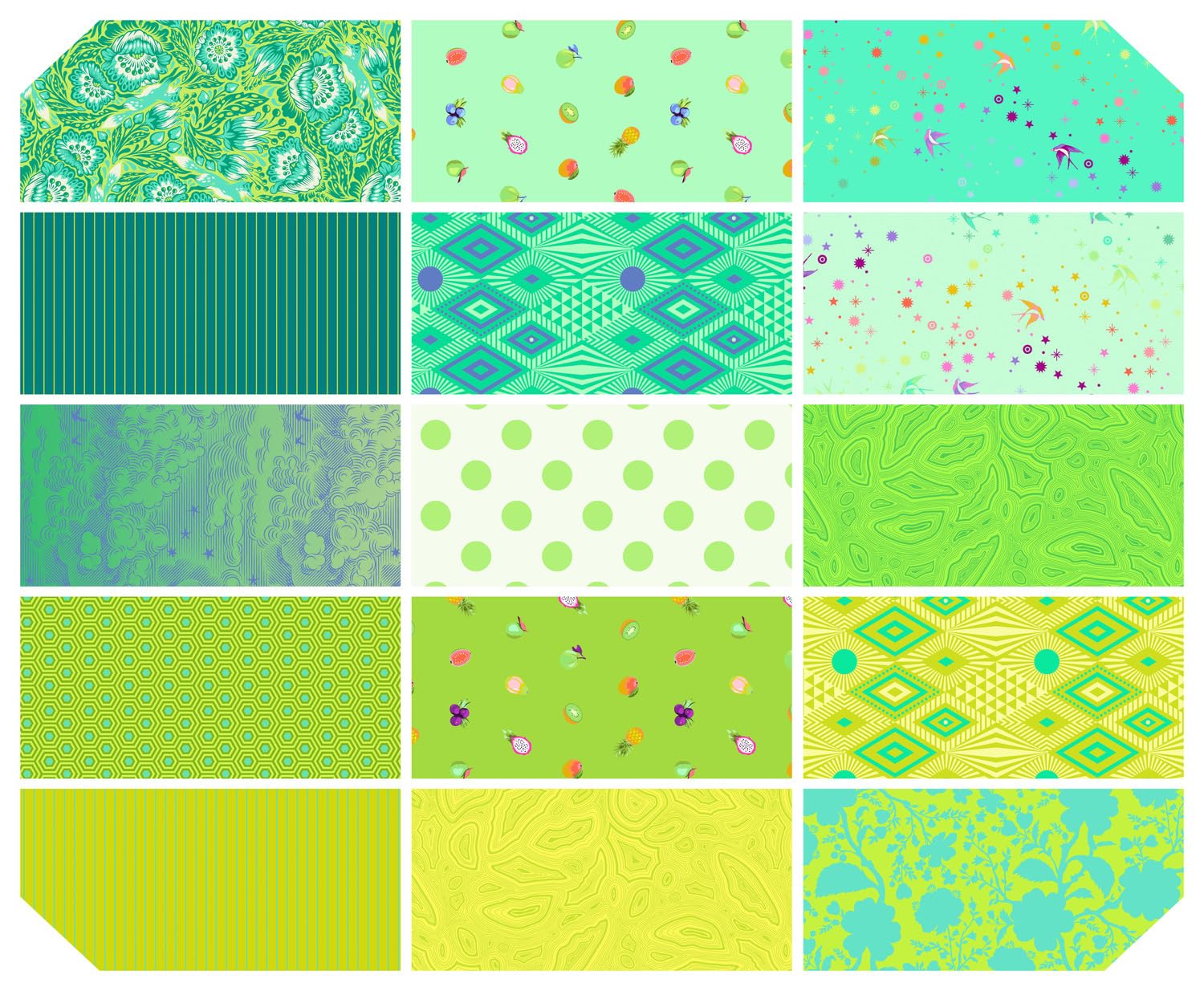 Saturday Stash: Spearmint Fat Quarter Bundle (15 Pieces) by Tula Pink for FreeSpirit (FB6FQTP.Spearmint)