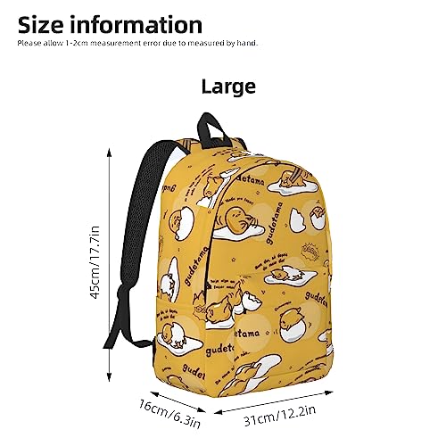 Ficonuu Cartoon Backpack Cute Lightweight Backpacks for Women Men Yellow Polyester Bag Unisex Laptop Canvas Backpack Large Capacity Leisure Backpack
