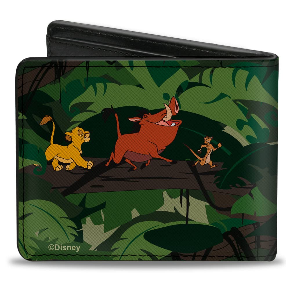 Disney Wallet, Bifold, The Lion King Simba Pumbaa Timon Hakuna Matata Jungle Poses, Vegan Leather